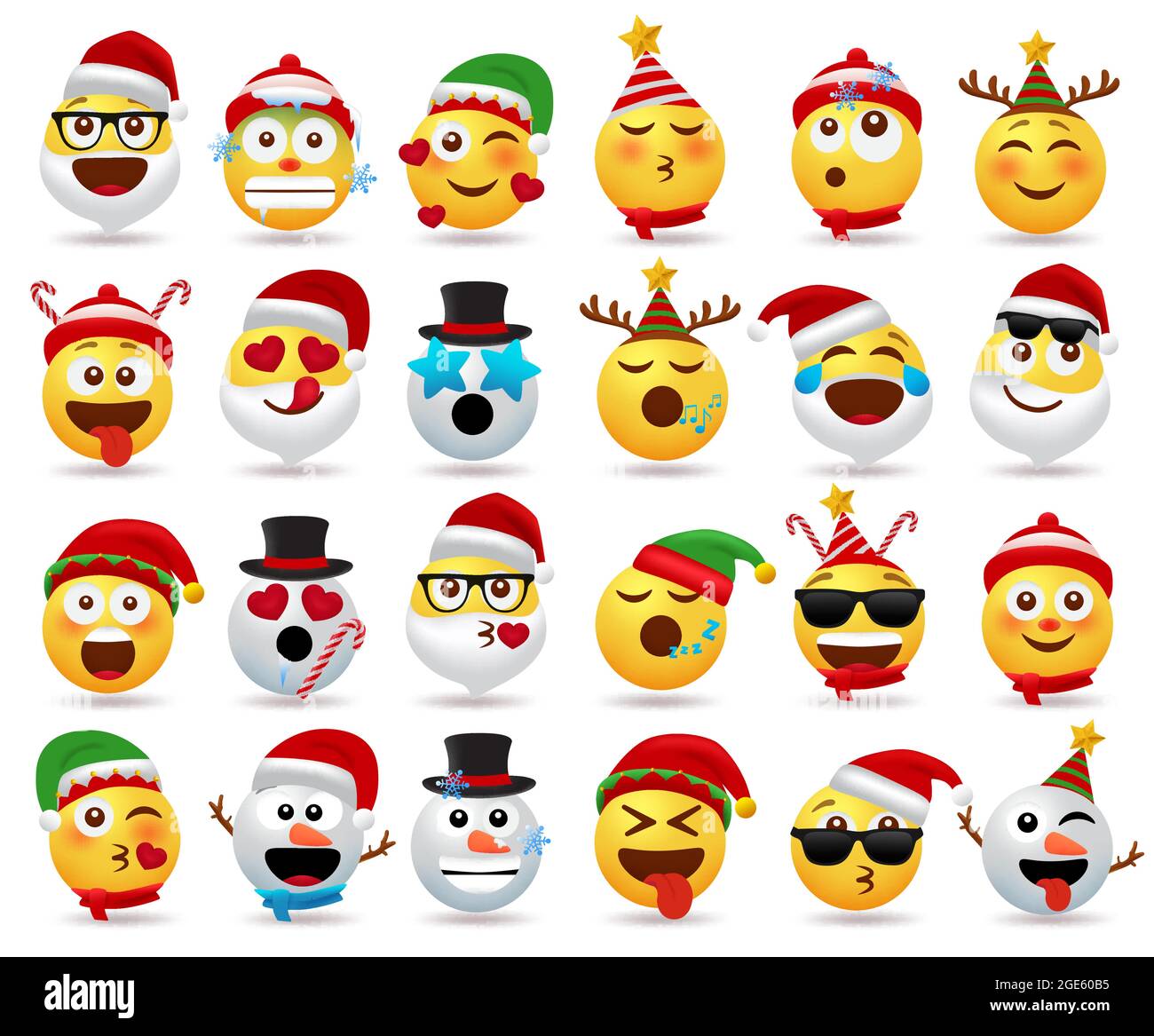 Ensemble de vecteurs de caractères pour les smileys de Noël. Personnage ...