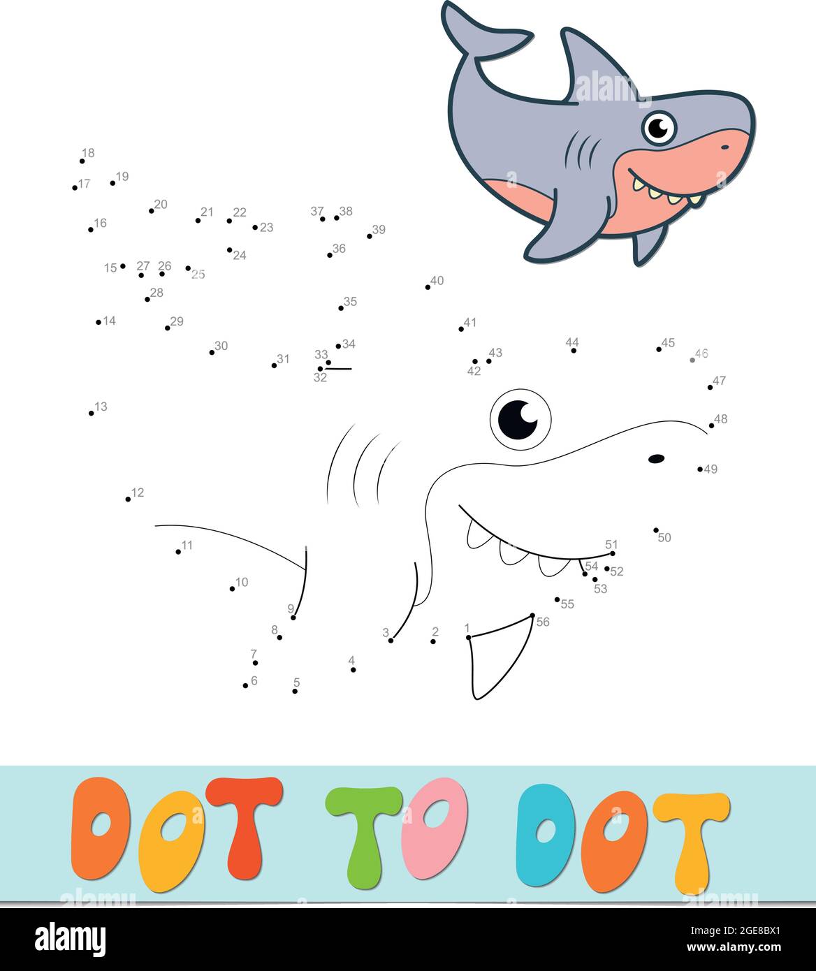 Puzzle point à point. Jeu Connect Dots. Illustration Shark Vector Image ...