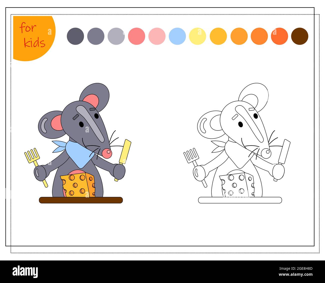 livre de coloriage pour enfants, mignon dessin animé rat manger du ...