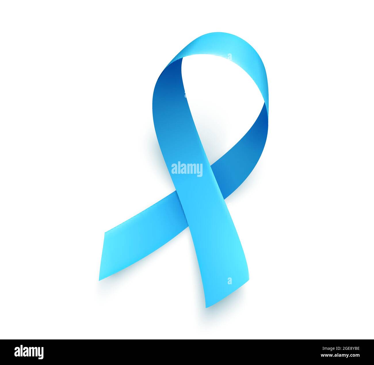 Ruban bleu réaliste isolé sur fond blanc. Symbole du mois de sensibilisation au cancer de la ...