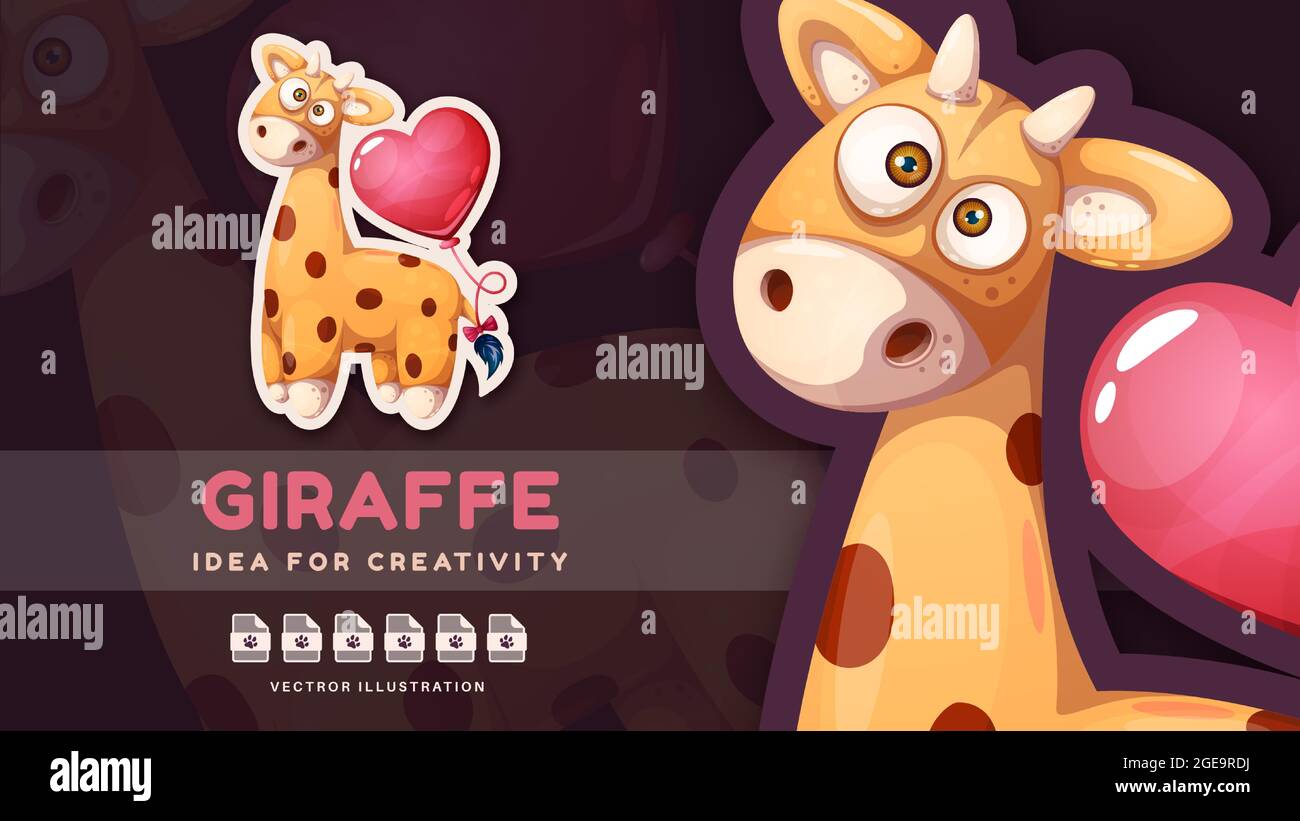 Girafe de personnage de dessin animé avec ballon à air en forme de ...