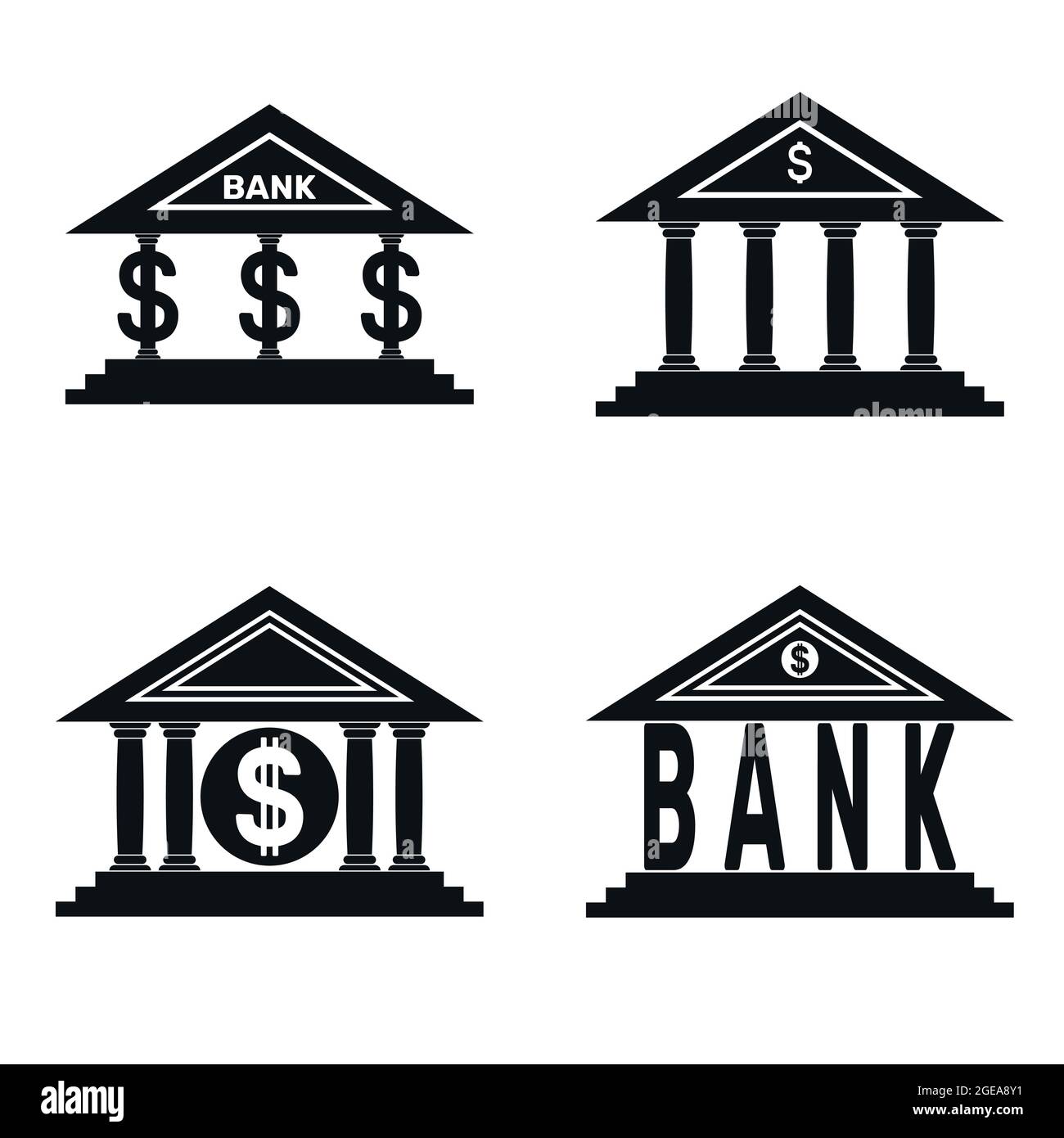 Dessin vectoriel de quatre logos de banque noirs, logo de banque avec ...