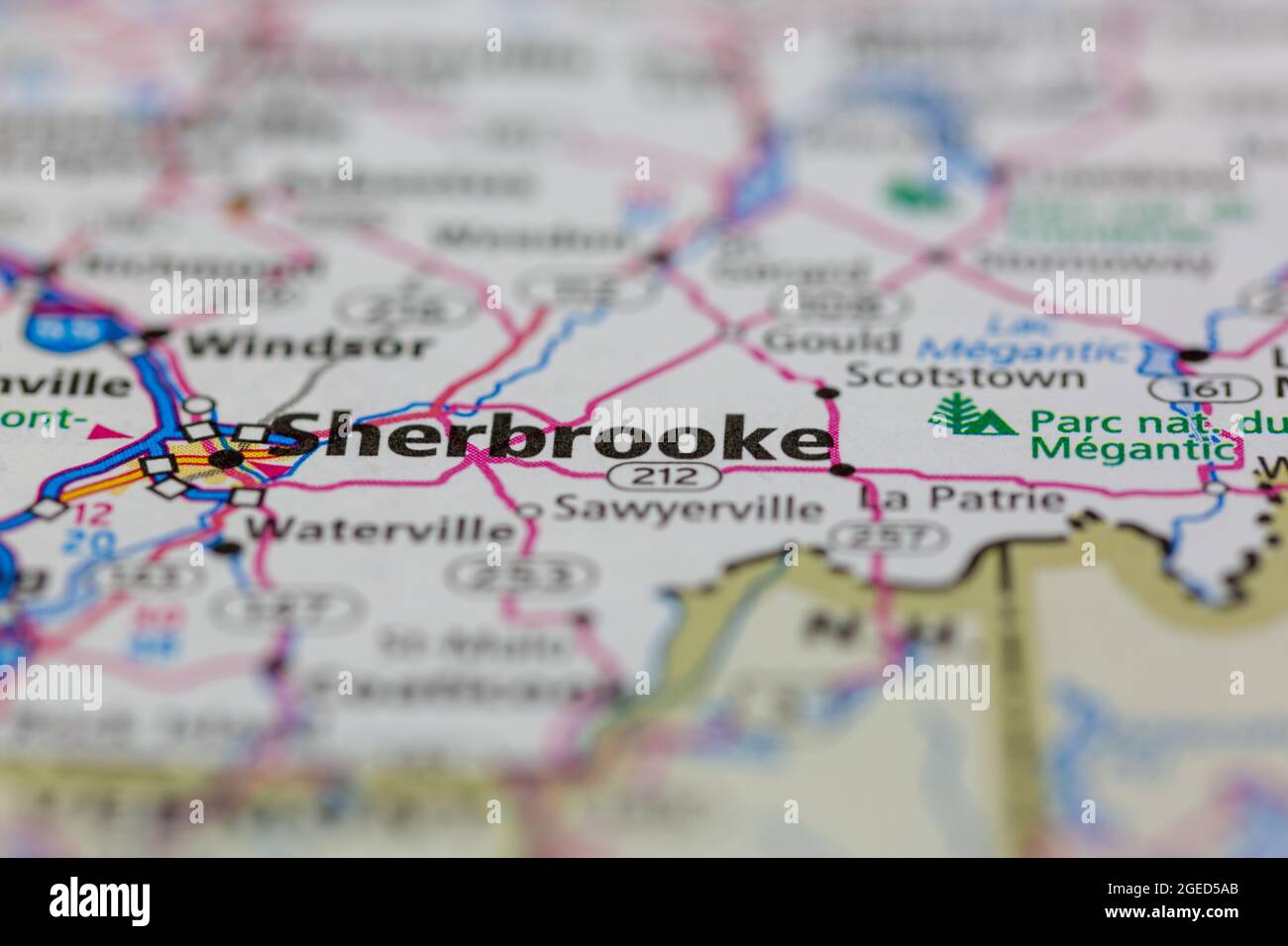 Sherbrooke Québec Canada indiqué sur une carte routière ou une carte de ...