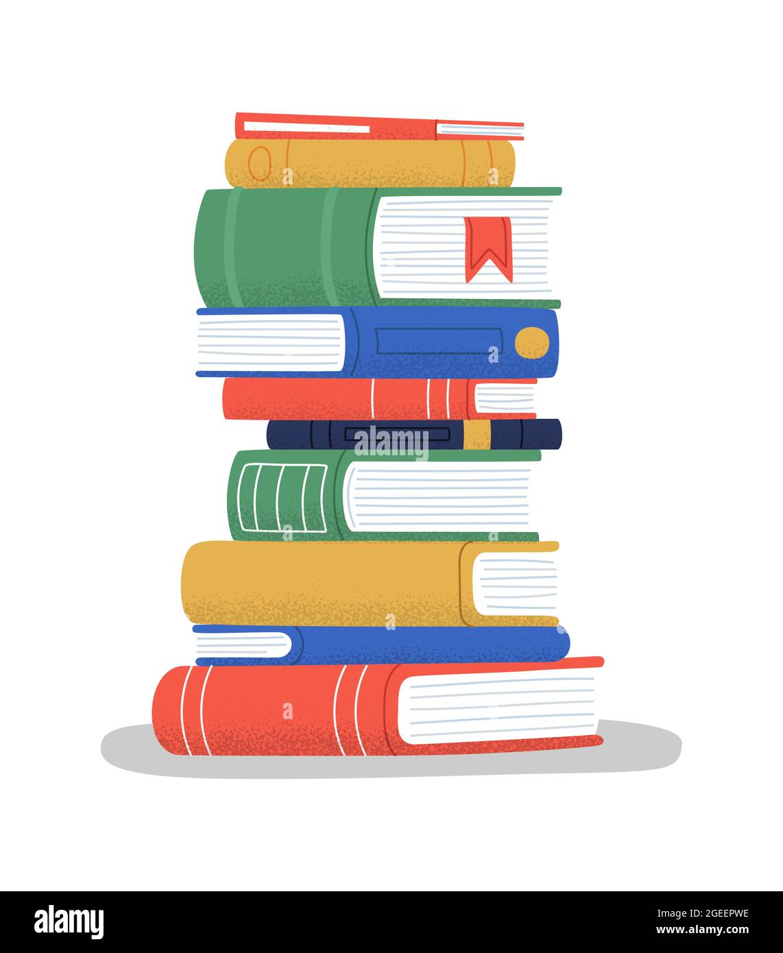 Les grands livres de lecture s'empilent sur un fond blanc isolé ...