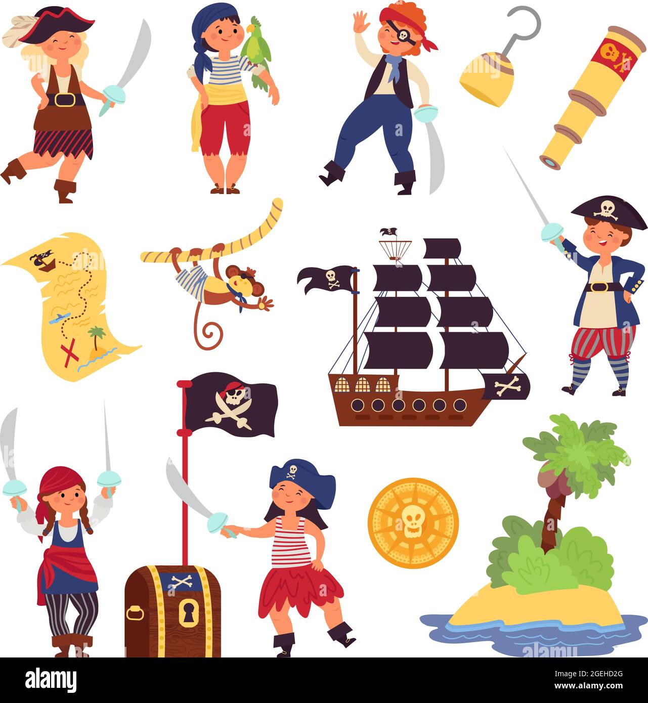 Personnages pirates pour enfants. Dessin animé enfants drôle ...