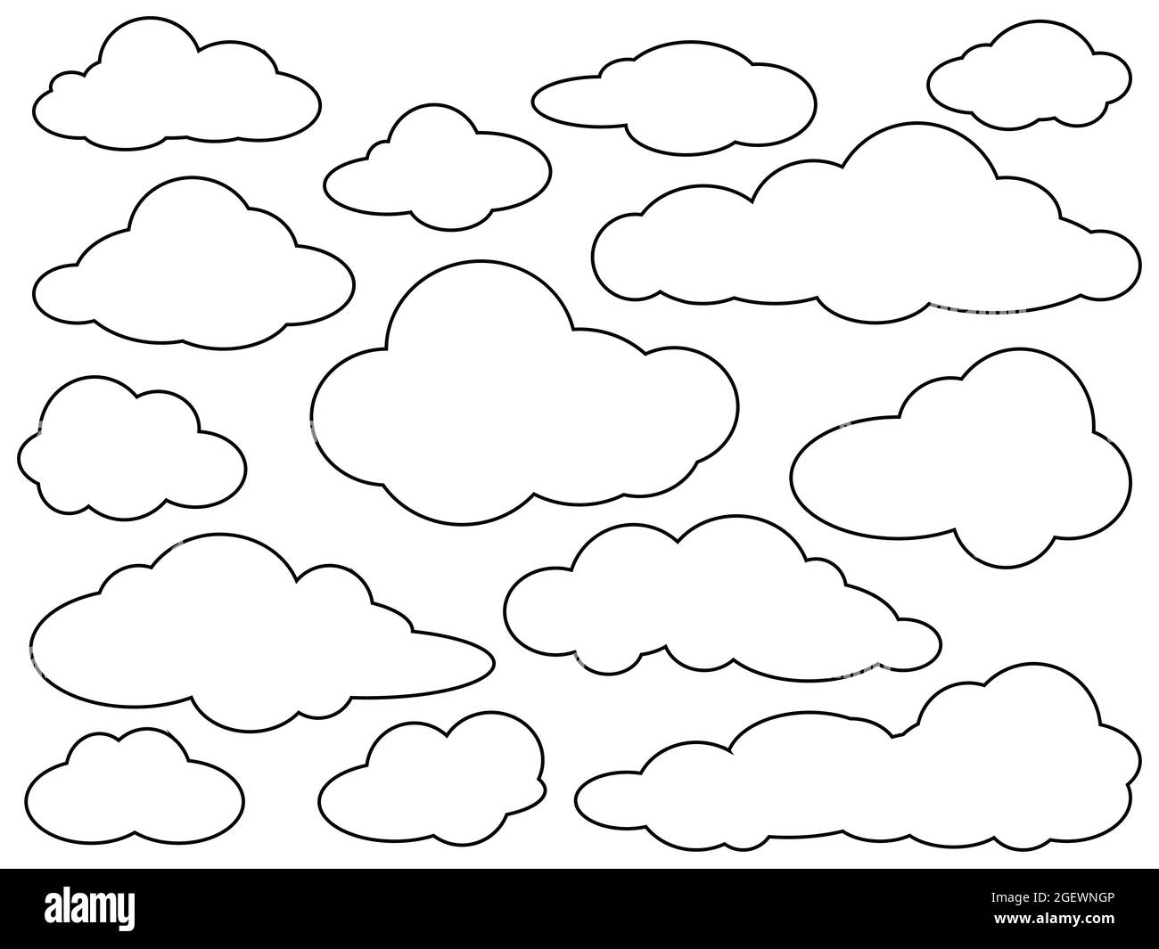 Ensemble de contours de nuage. Collection d'icônes de ligne de nuage ...