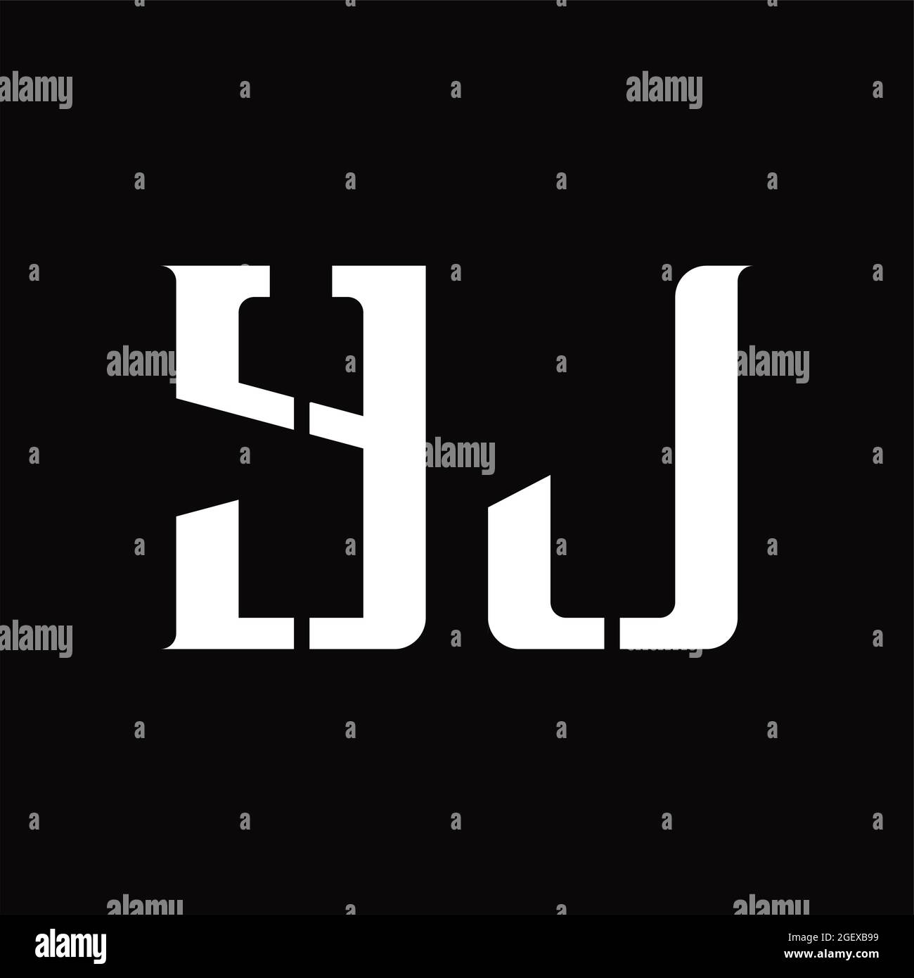 Modèle de monogramme YJ logo avec tranche centrale sur fond noir Image ...