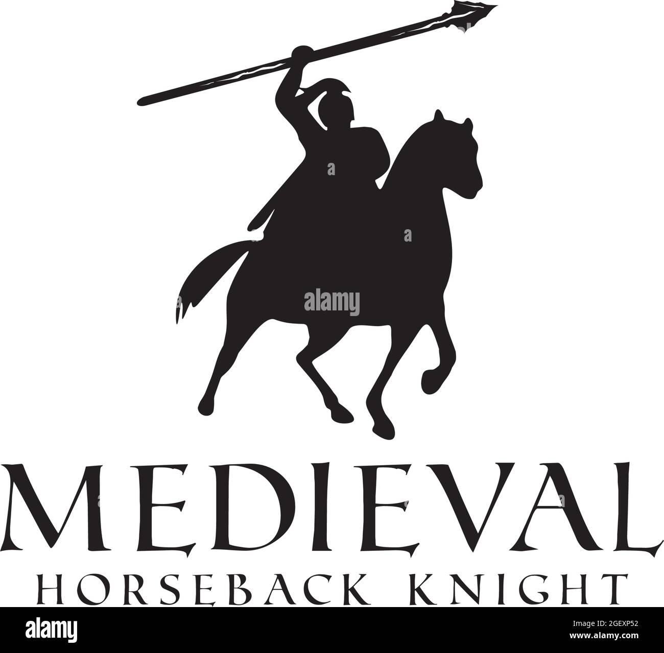 Motif cheval médiéval chevalier silhouette vecteur logo Image ...