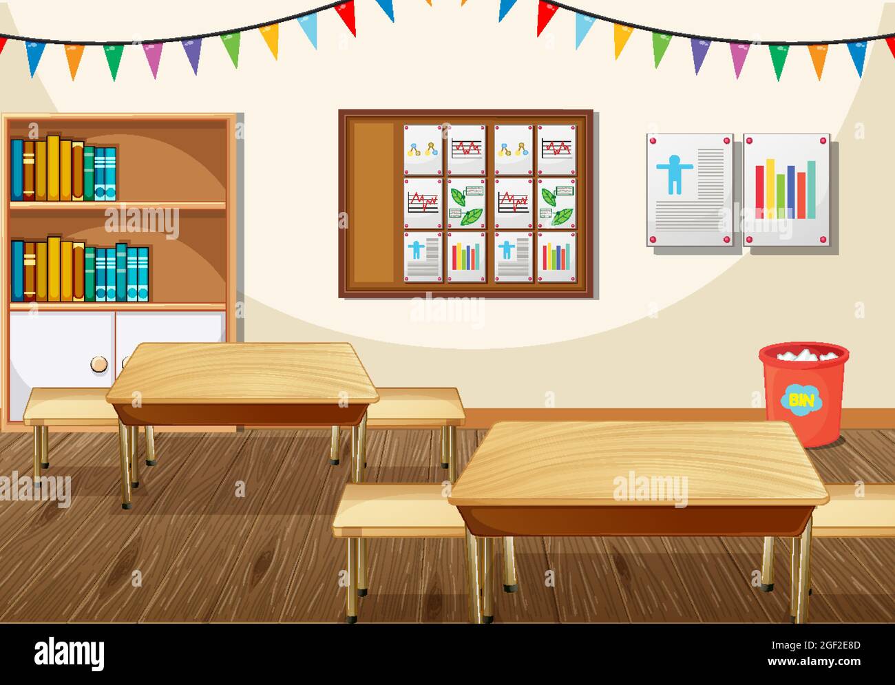 Décoration intérieure de la salle de classe avec mobilier et ...