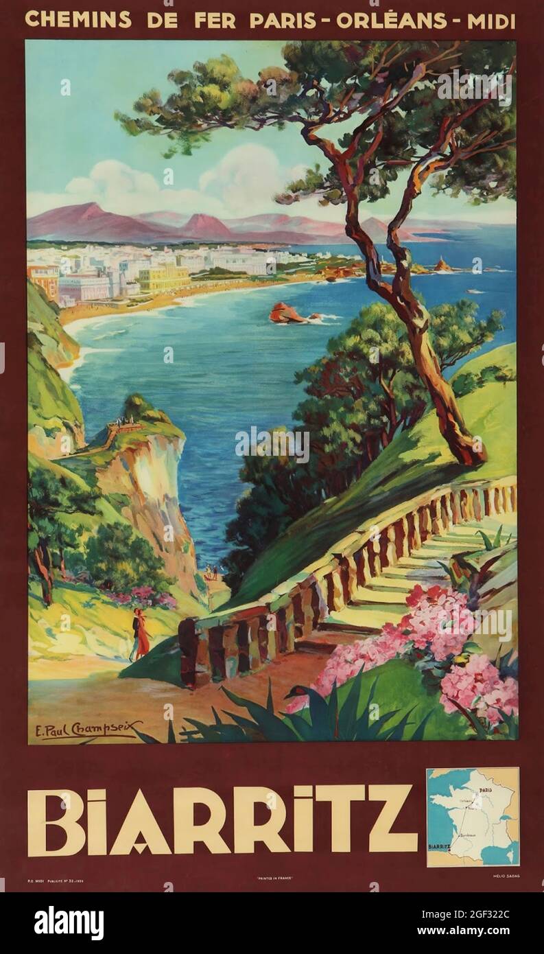 Vintage french poster biarritz Banque de photographies et d’images à ...