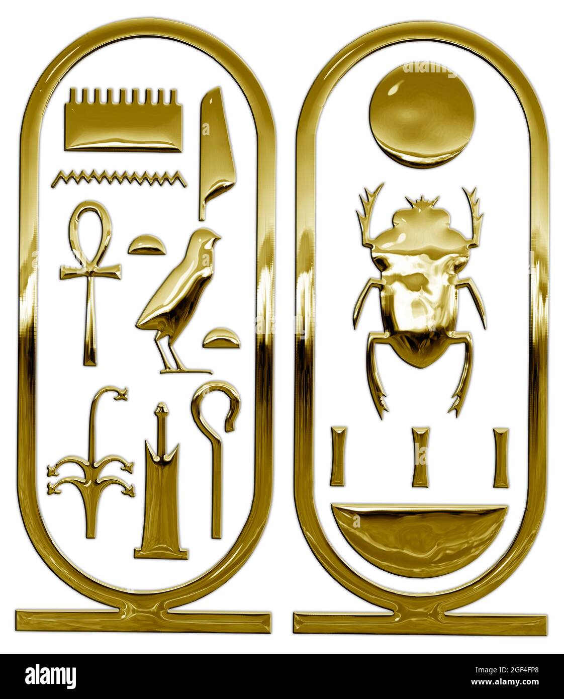 Cartouche d'or de Toutankhamon, pharaon de l'Égypte ancienne ...