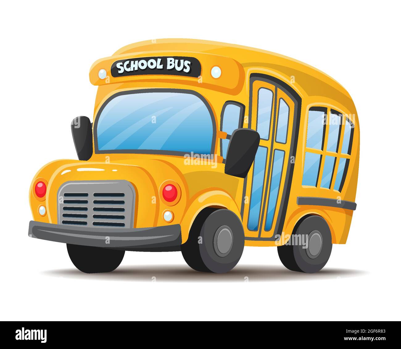 Autobus scolaire, jaune, vue frontale. Vector, illustration plate de ...