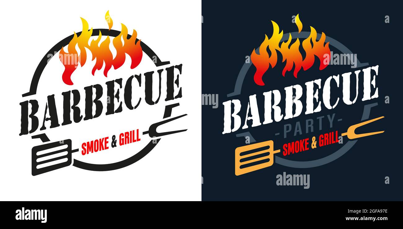 Modèle de logo ou de symbole. Appareils de barbecue ou de gril ...