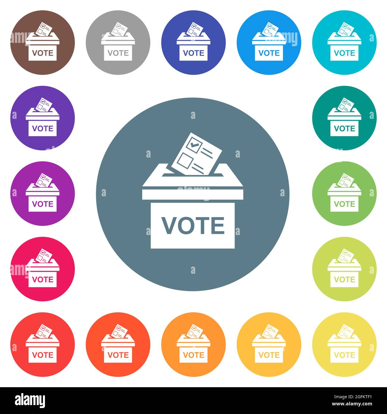 Papier de vote et boîte de vote icônes blanches plates et pleines sur ...