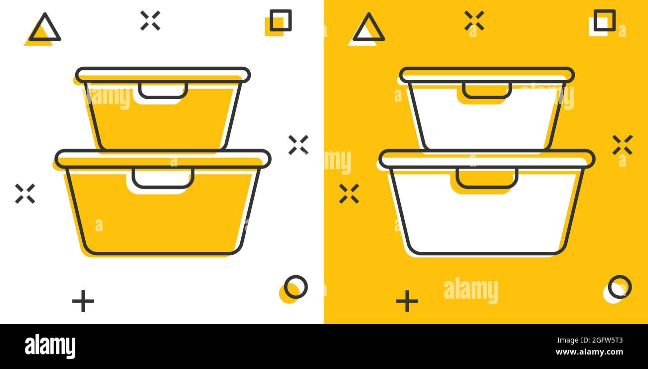 Icône de conteneur de nourriture en style comique. Bol de cuisine ...