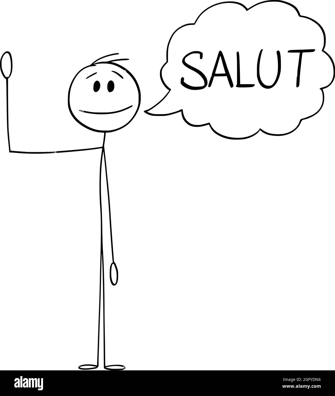 Personne ou Homme agitant sa main et disant Salut Salut Salut Salut ...