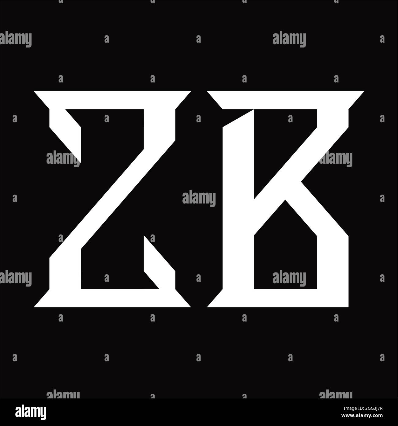Logo ZB monogramme avec modèle de dessin de fond noir en forme de coupe ...
