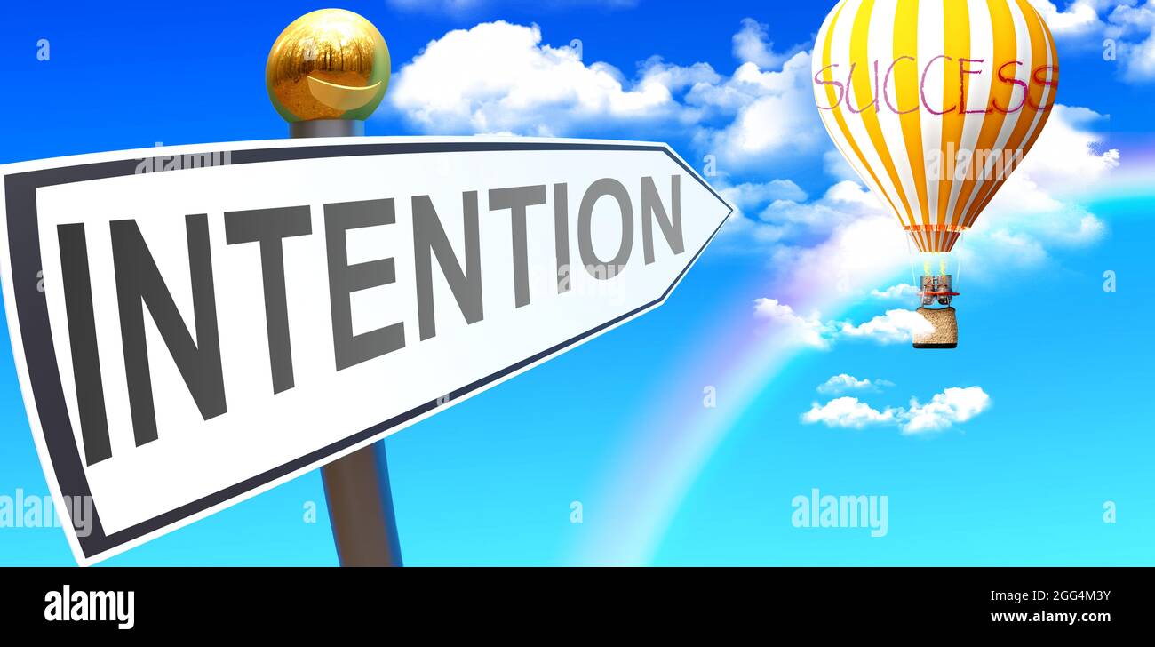 L'intention mène au succès - montré comme un signe avec une expression ...