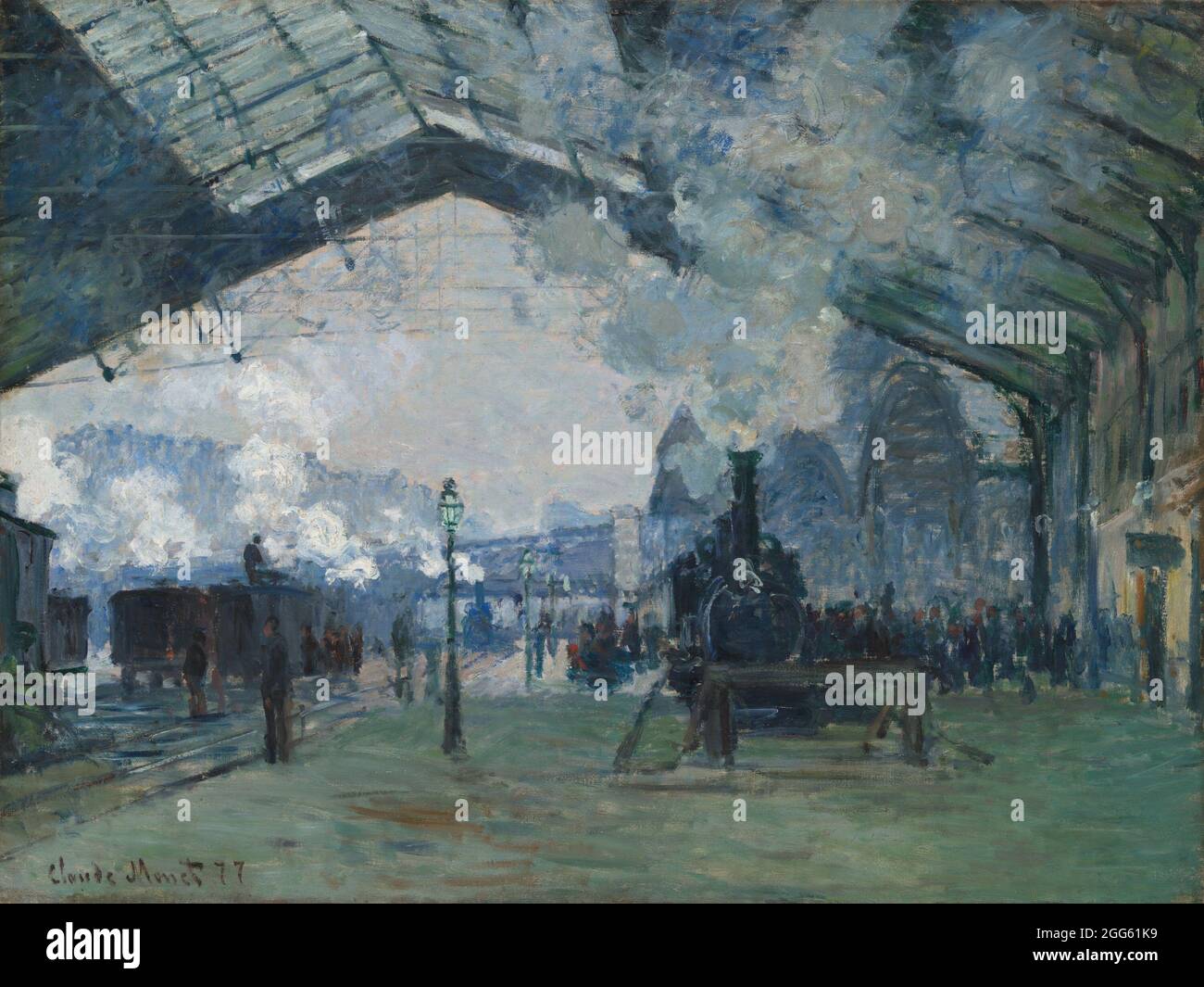 Arrivée du train de Normandie, Gare Saint-Lazare 1877 par Claude Monet ...