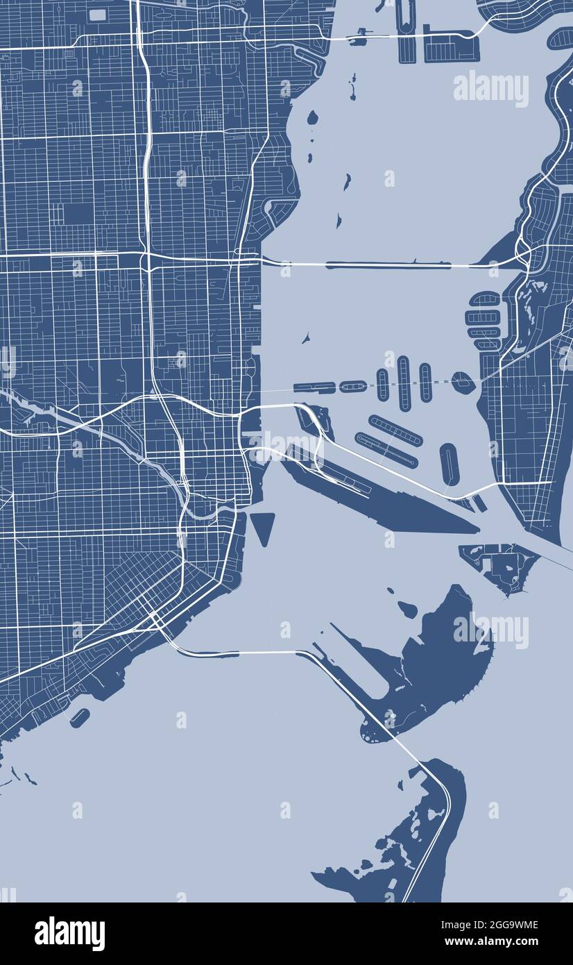 Carte détaillée du quartier administratif de Miami. Illustration ...