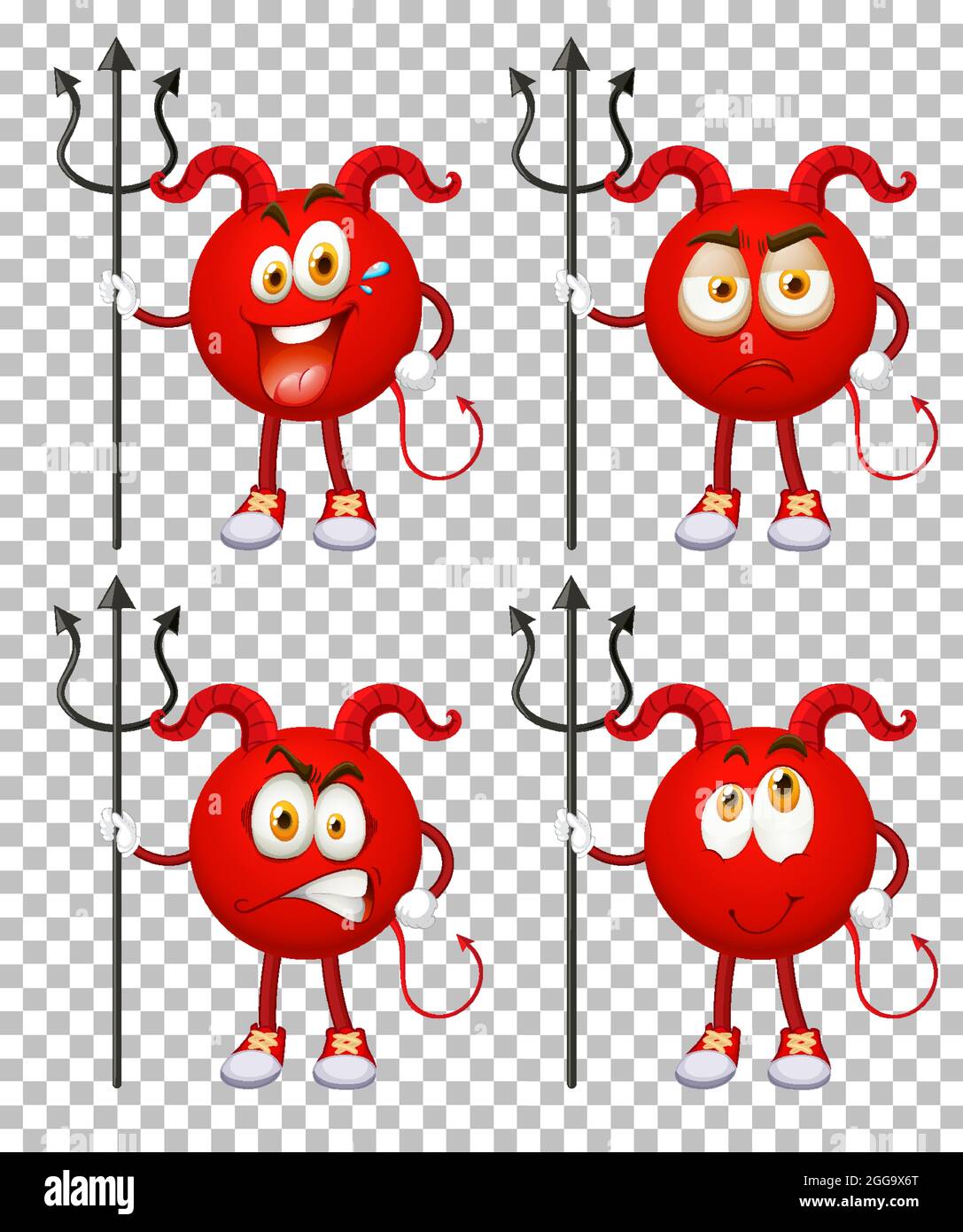 Jeu de personnages de dessin animé Red Devil avec expression faciale ...