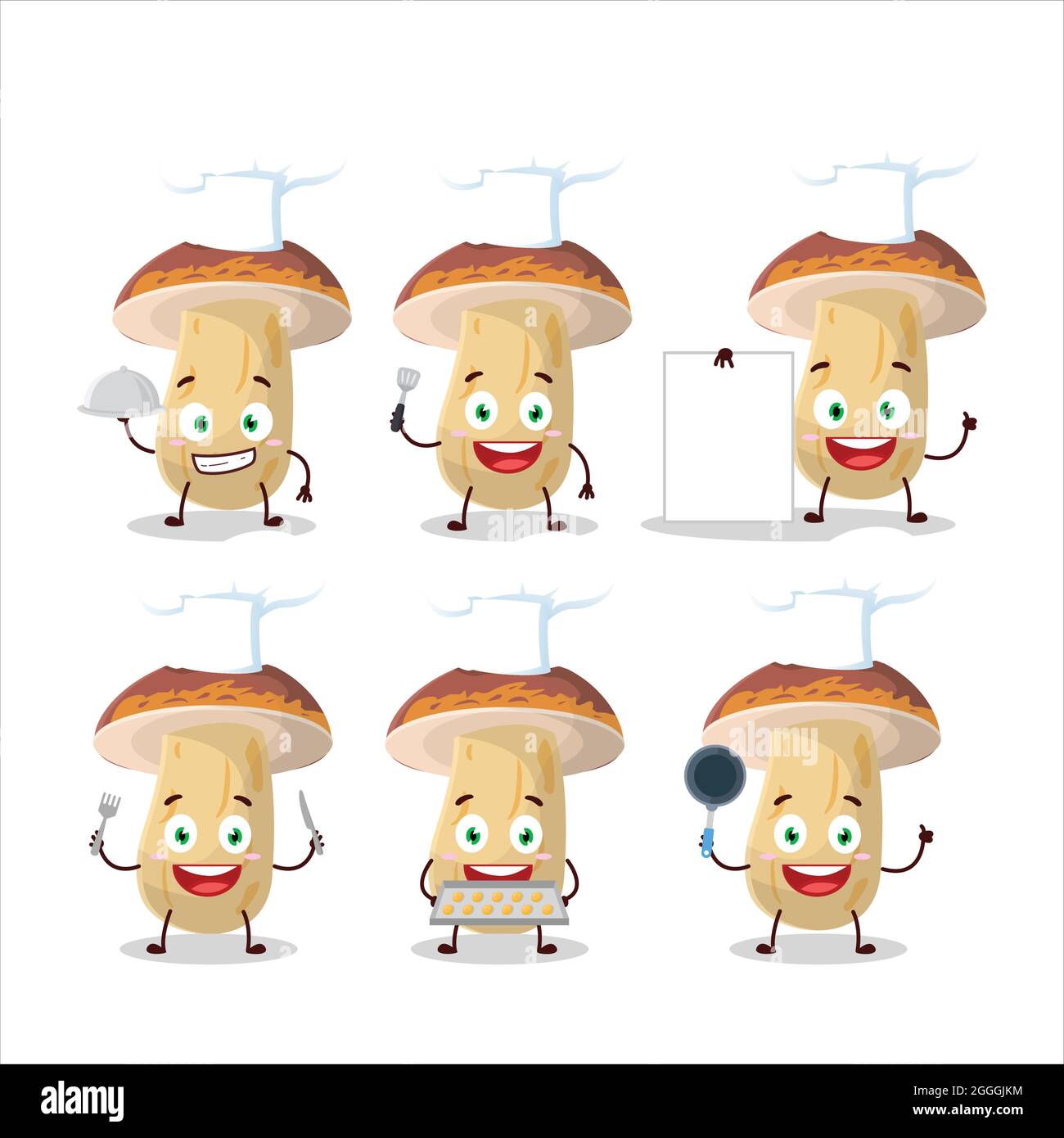 Personnage de dessin animé du nouveau champignon cep avec diverses ...