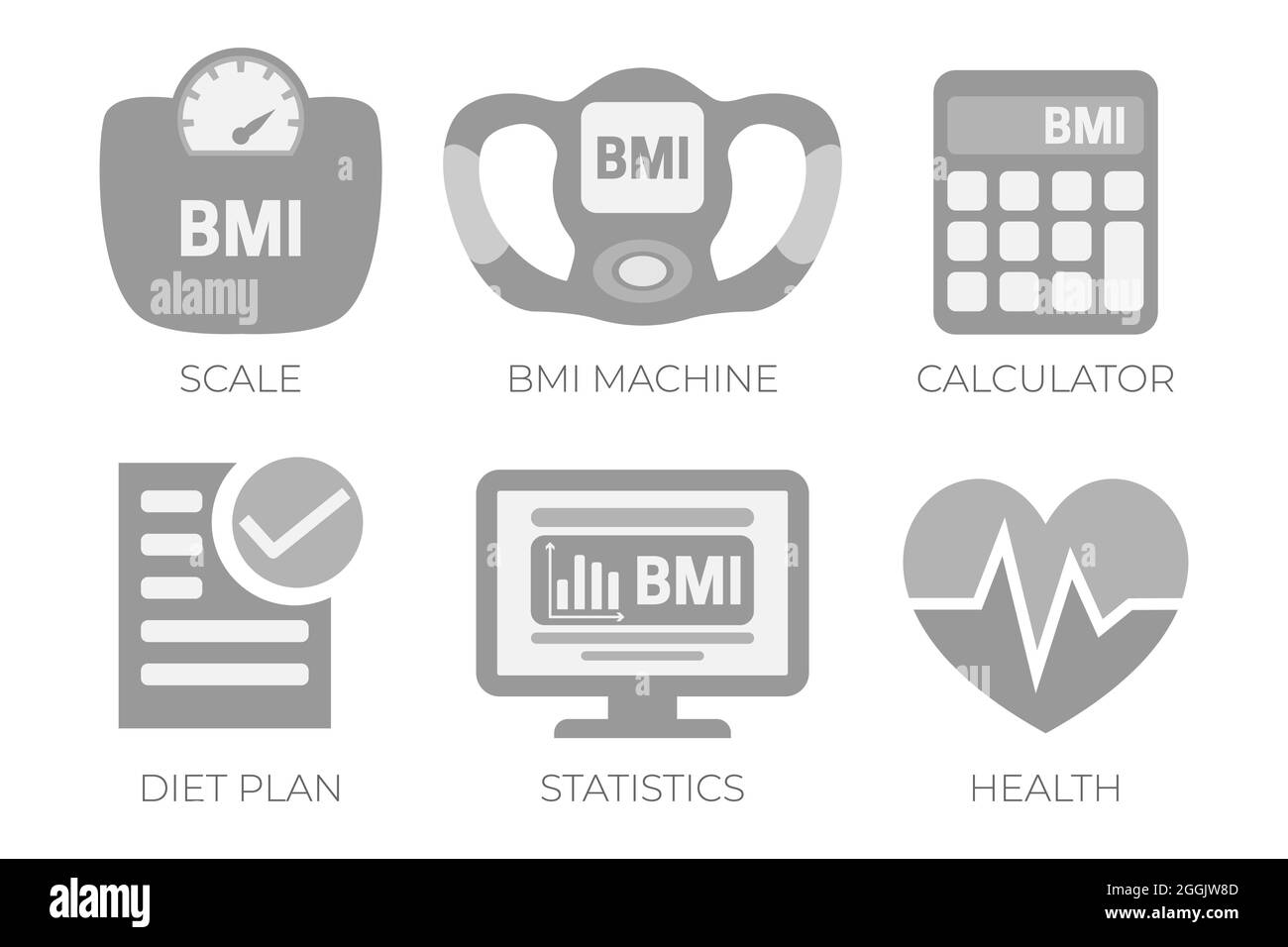Calcul de l'indice de masse corporelle de l'IMC icône grise de l ...