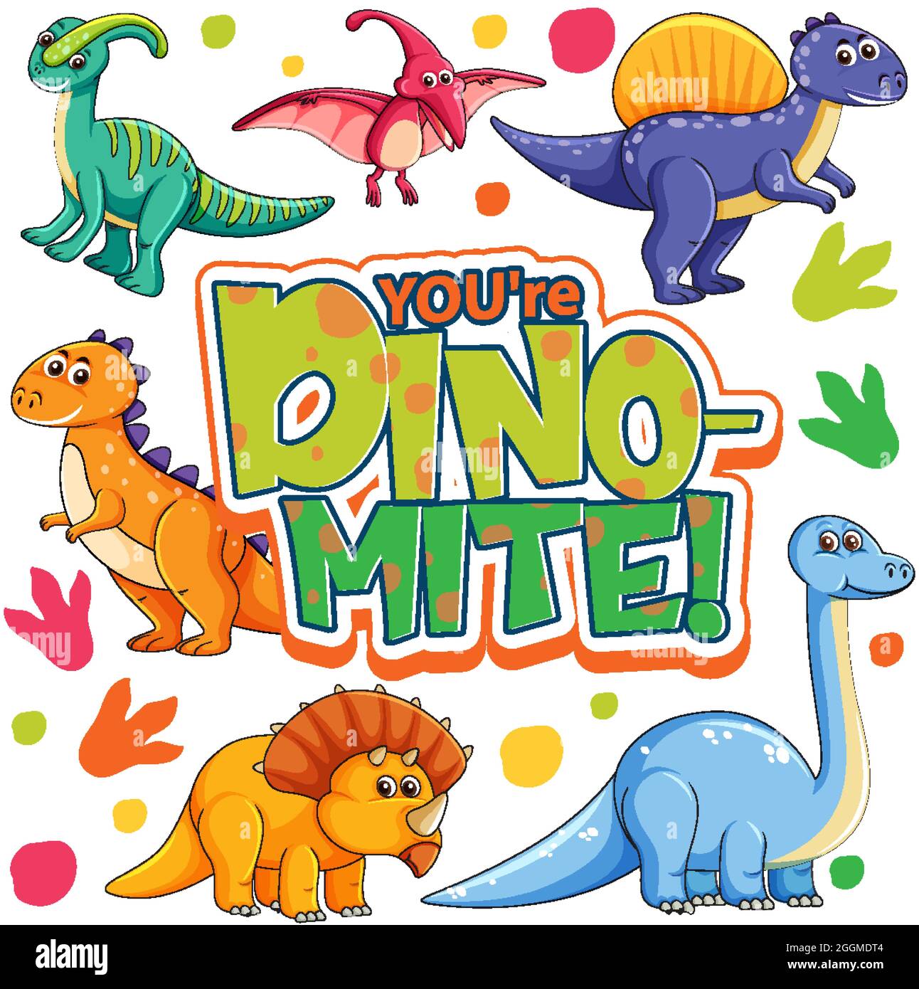 Joli personnage de dessin animé Dino Mite avec illustration de la ...