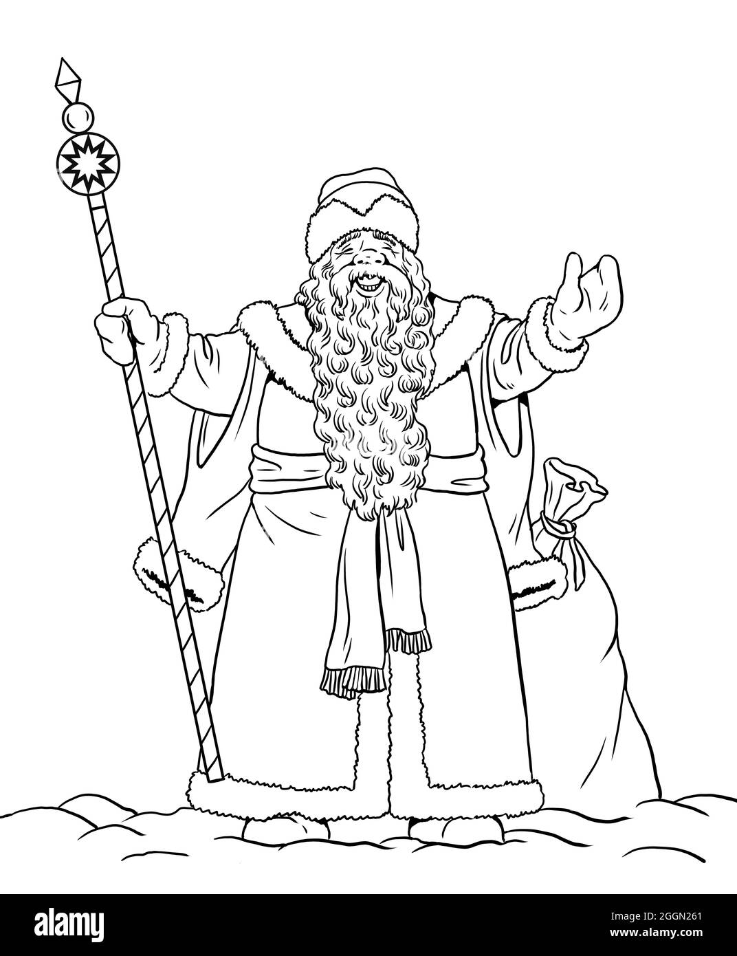 Père Noël russe - Ded Moroz. Bonne Année. Modèle de Noël à colorier ...