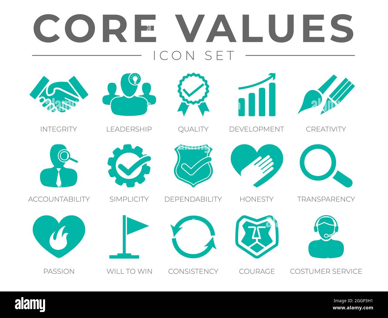 Core values icon set Banque de photographies et d’images à haute ...
