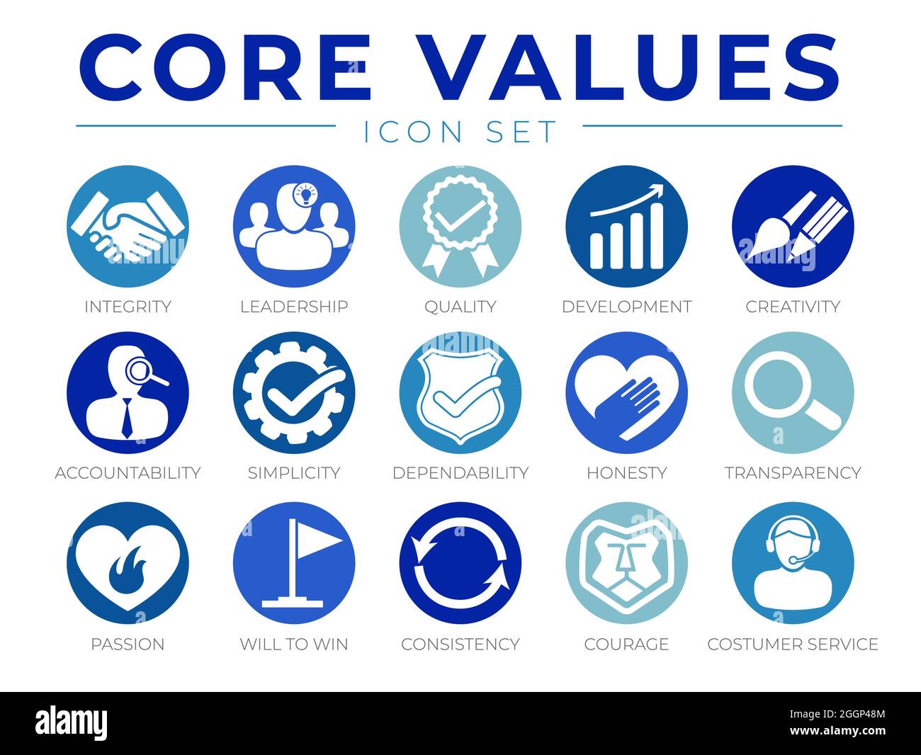 Core values icon set Banque de photographies et d’images à haute ...