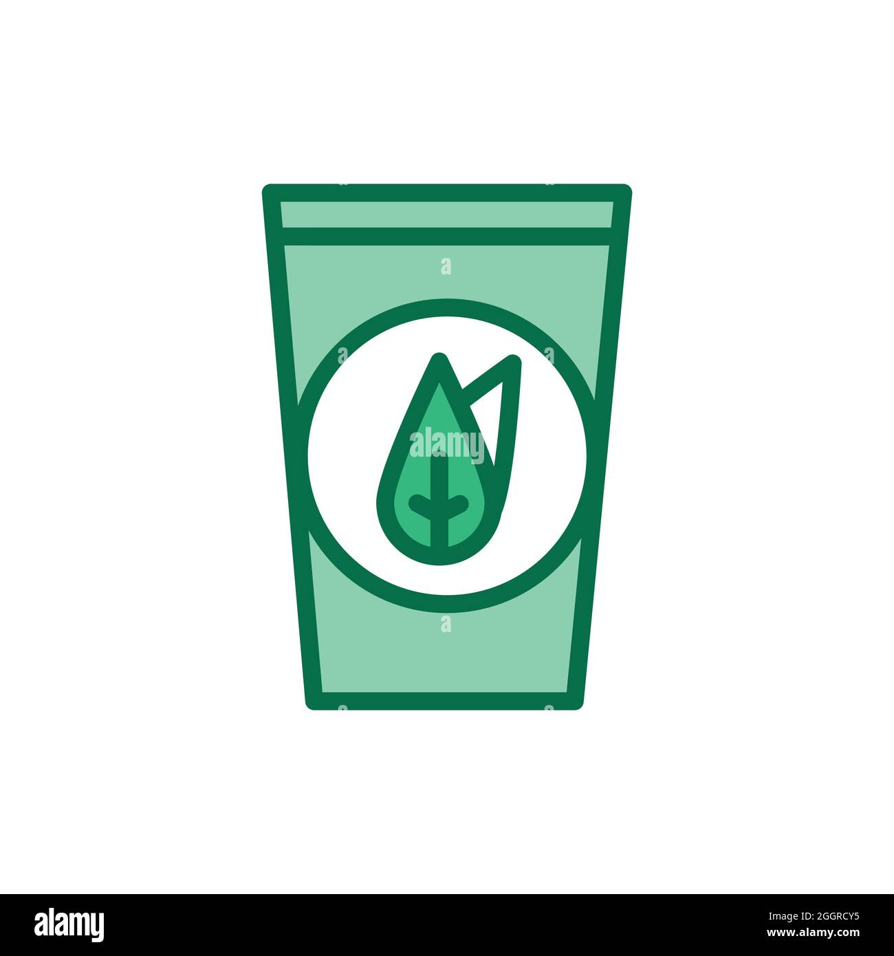 Icône de la ligne de couleur verte en poudre japonaise biologique ...