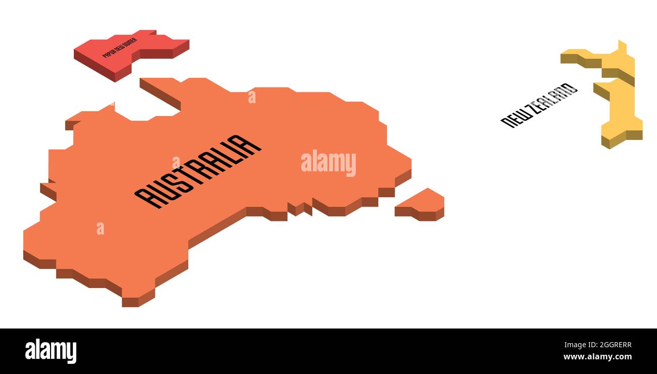 Carte politique isométrique de l'Australie. Terre colorée avec des noms ...