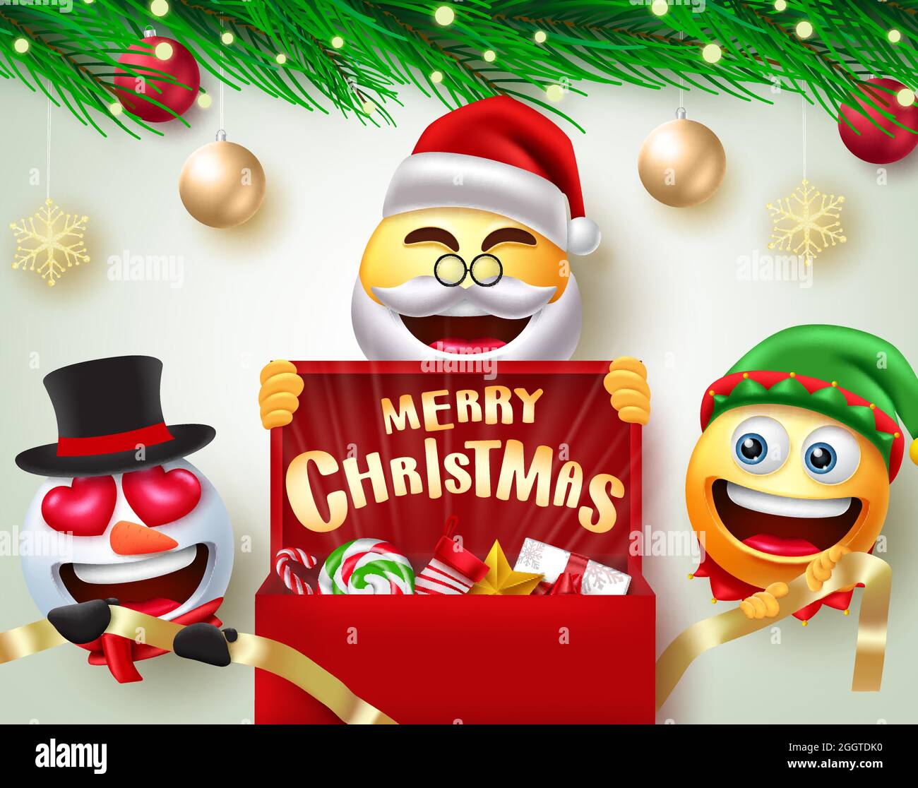 Emoji characters and smileys xmas Banque de photographies et d’images à ...