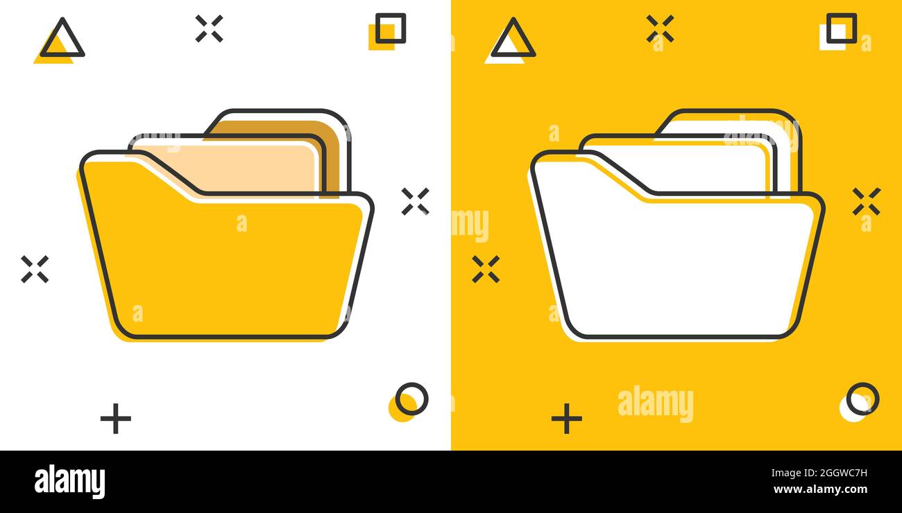 L'icône de dossier dans le style comique. Vector cartoon illustration ...