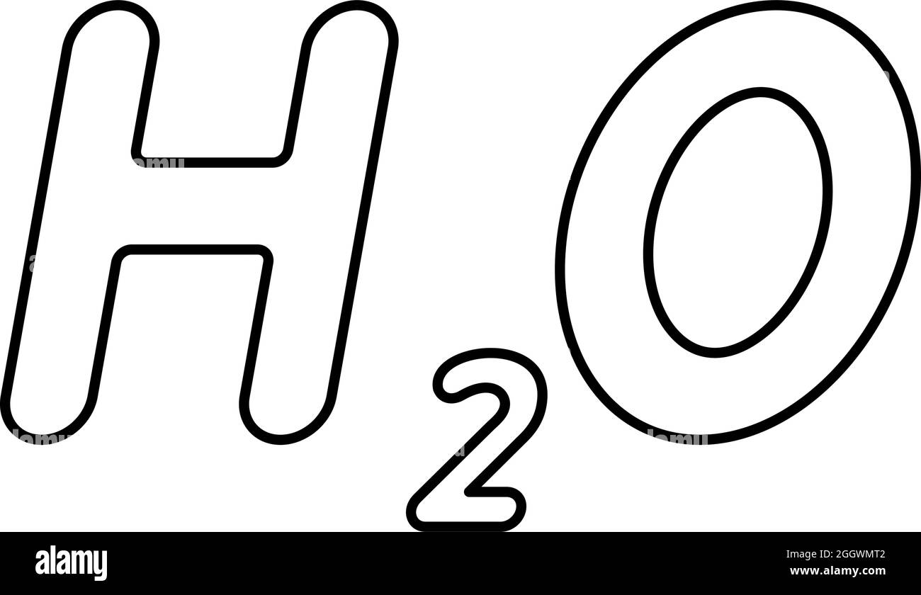 Formule chimique H2O contour de l'eau icône couleur noire vecteur ...