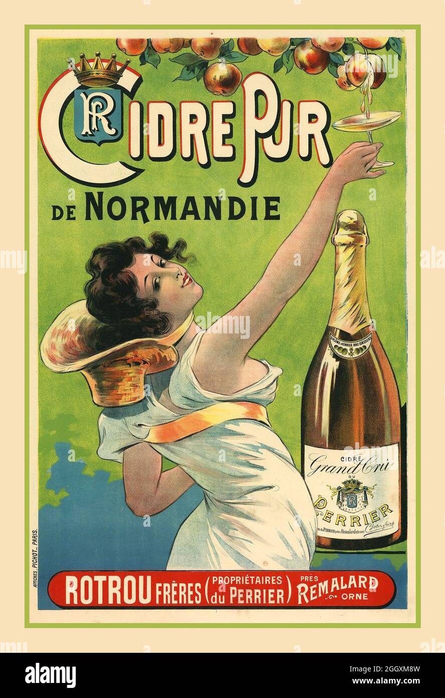 CIDRE DE NORMANDIE Vintage 1900s French Cider Publicité Poster 'Cidre ...