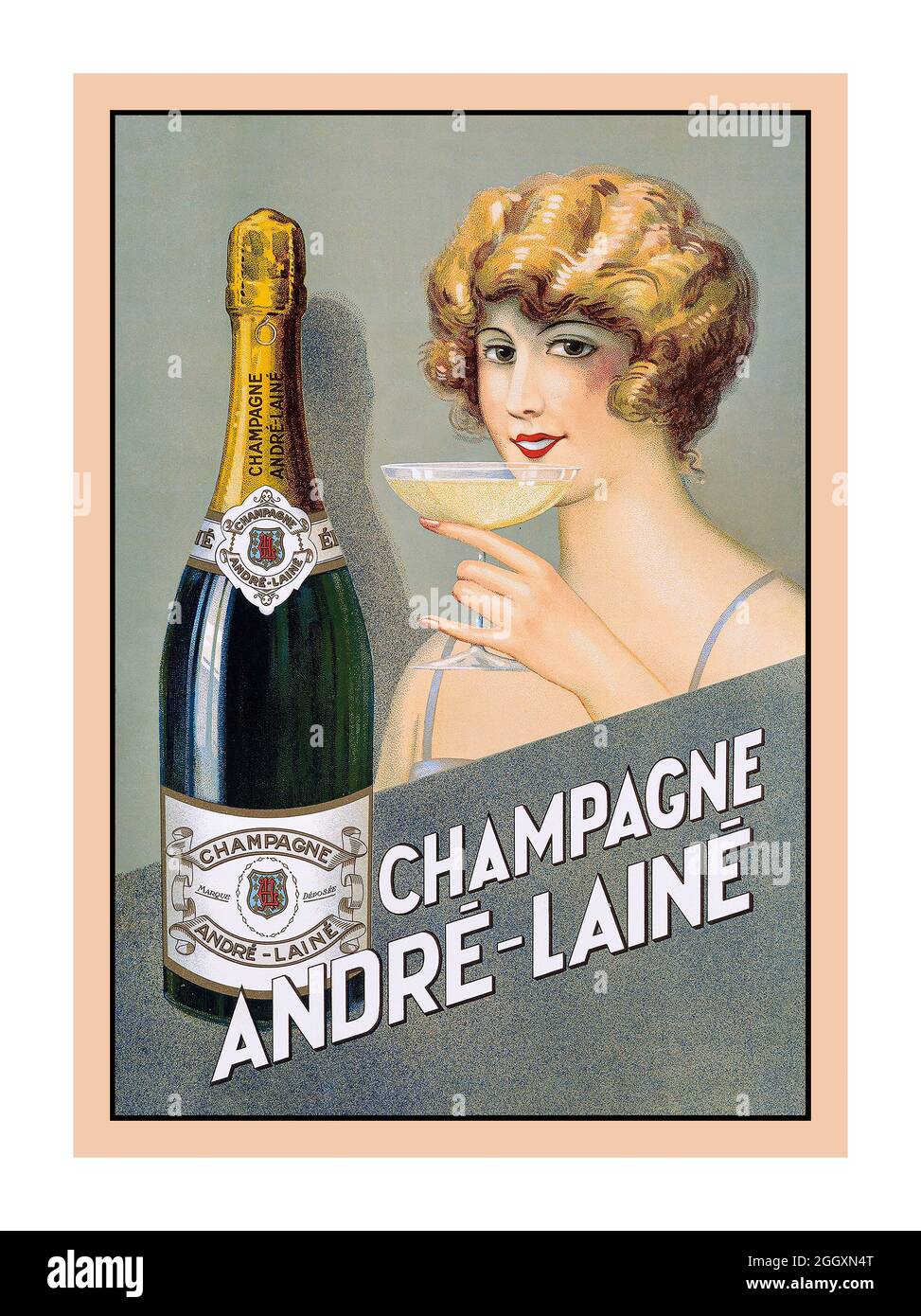 Vintage années 1920 French Champagne Poster Lithographie Illustration ...