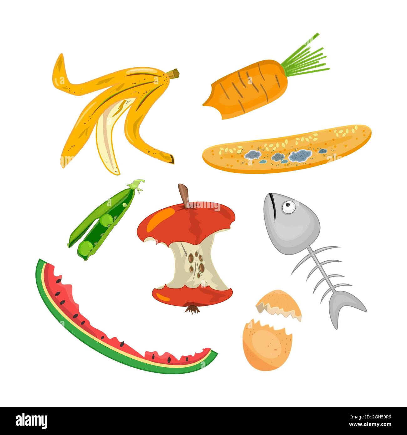 Déchets organiques isolés sur fond blanc. Déchets alimentaires pour le ...