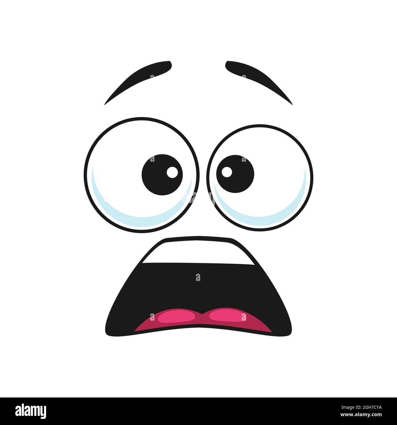 Emoji avec l'expression faciale choquée icône isolée. Vecteur peur ou ...
