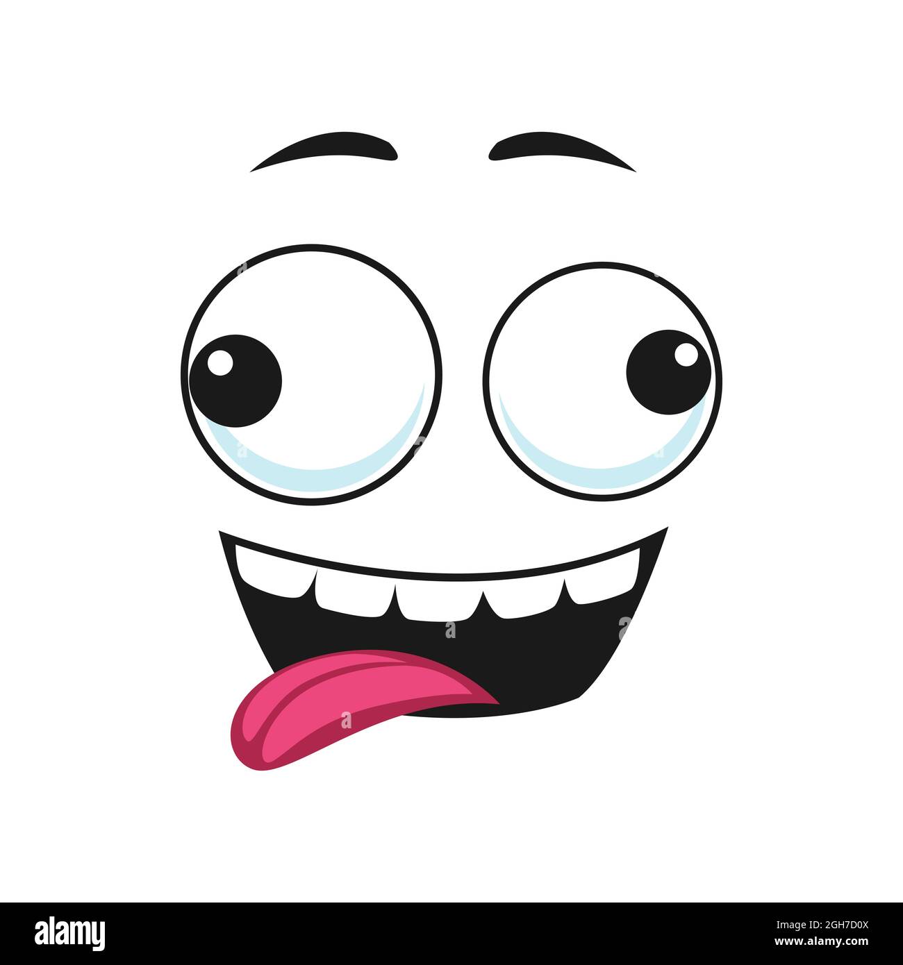 Émotiji stupide avec les yeux fous confus montrant la langue isolée ...