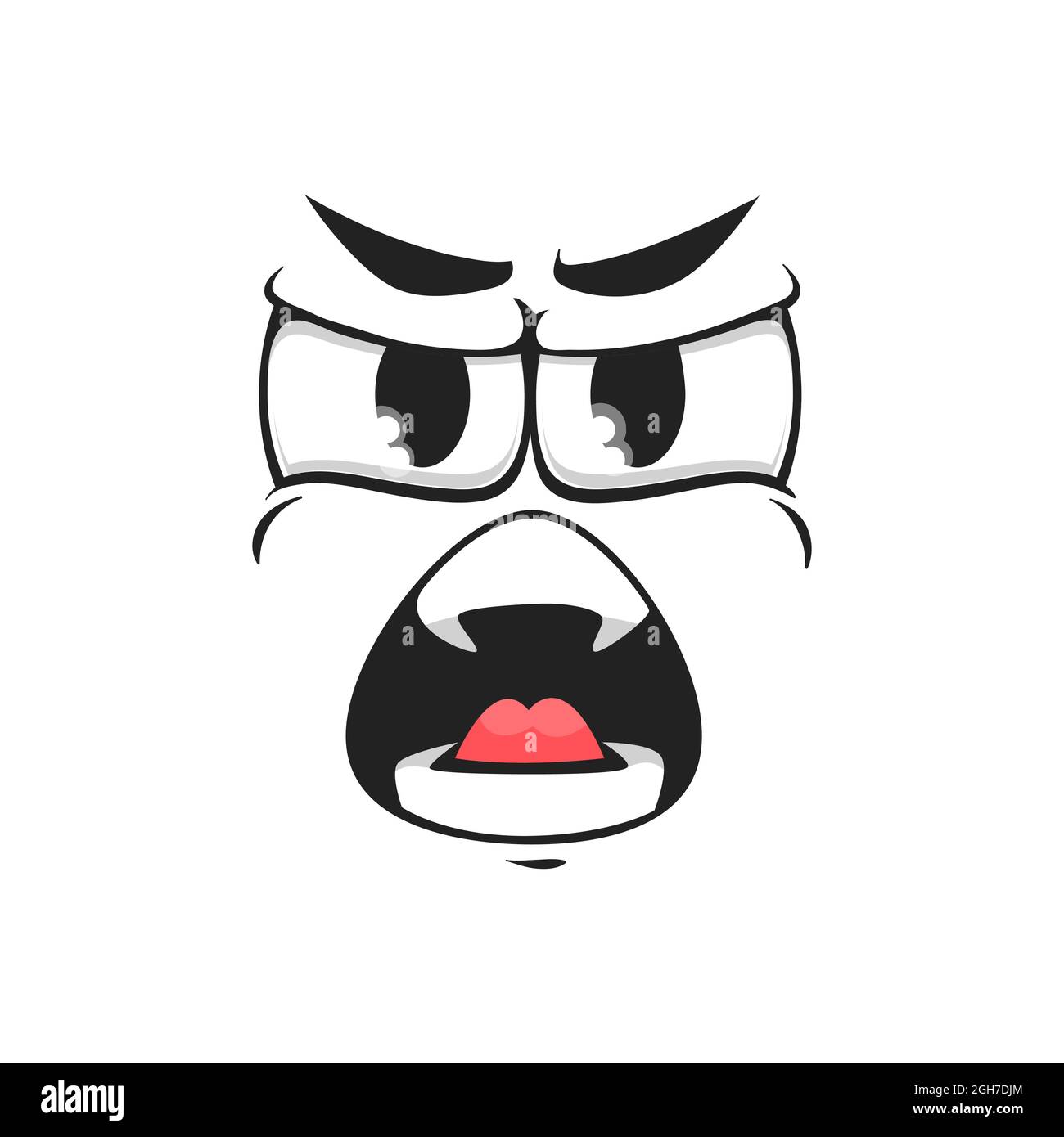 Expression de visage d'horreur, émoticône hurlant fou icône isolée ...