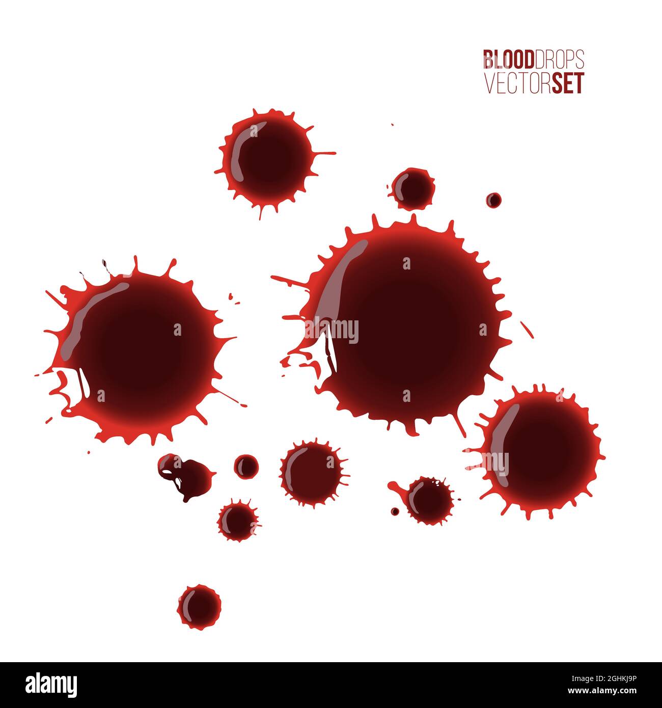 Kit de gouttes de sang. Illustration vectorielle des taches rouges, des ...