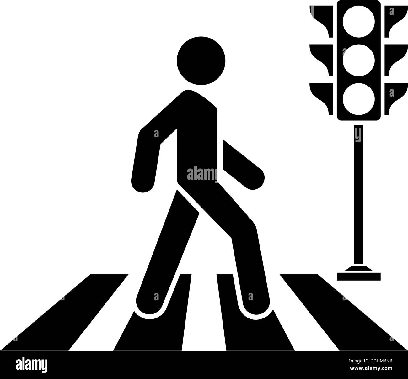 L'homme traverse la rue au passage piéton et au feu de circulation ...