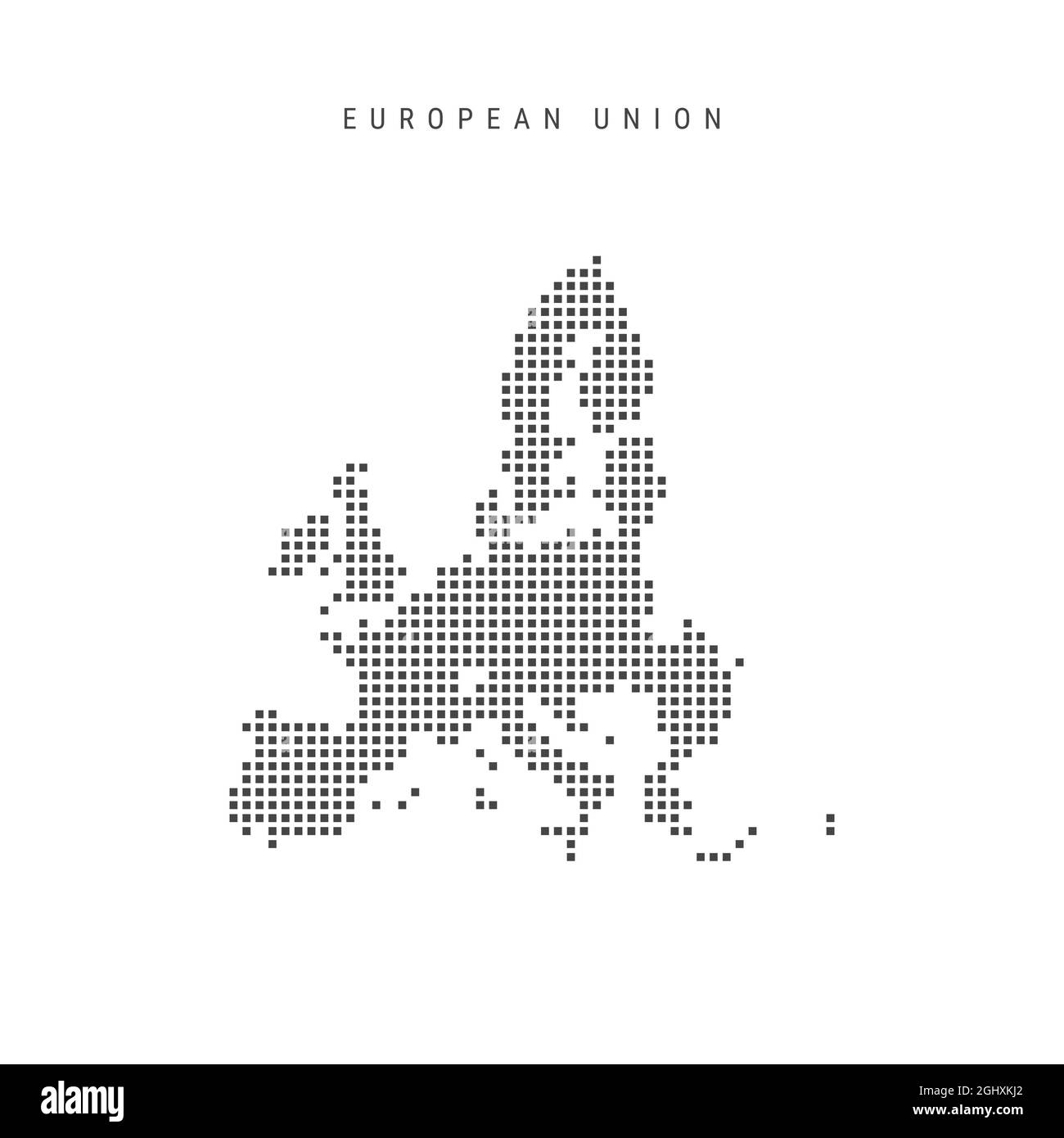 Carte à motif points carrés de l'Union européenne. Carte de pixels en pointillés isolée sur fond ...