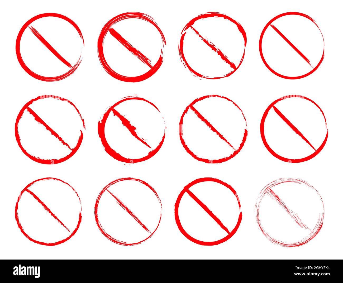 Symbole d'interdiction de grunge. Jeu d'affiches non autorisé. Cercle ...