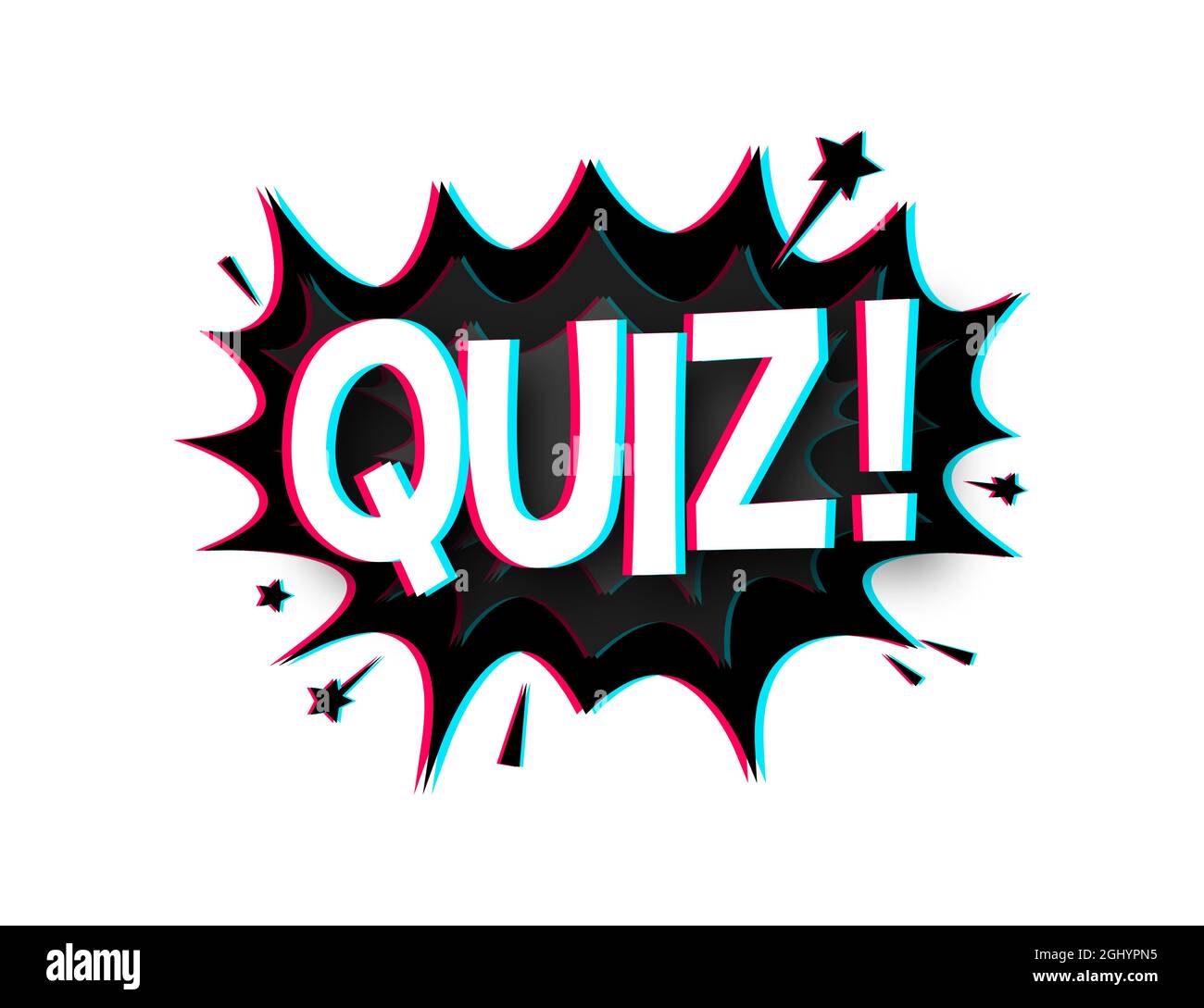 Bulles de discours de bande dessinée avec quiz de texte. Icône Glitch ...