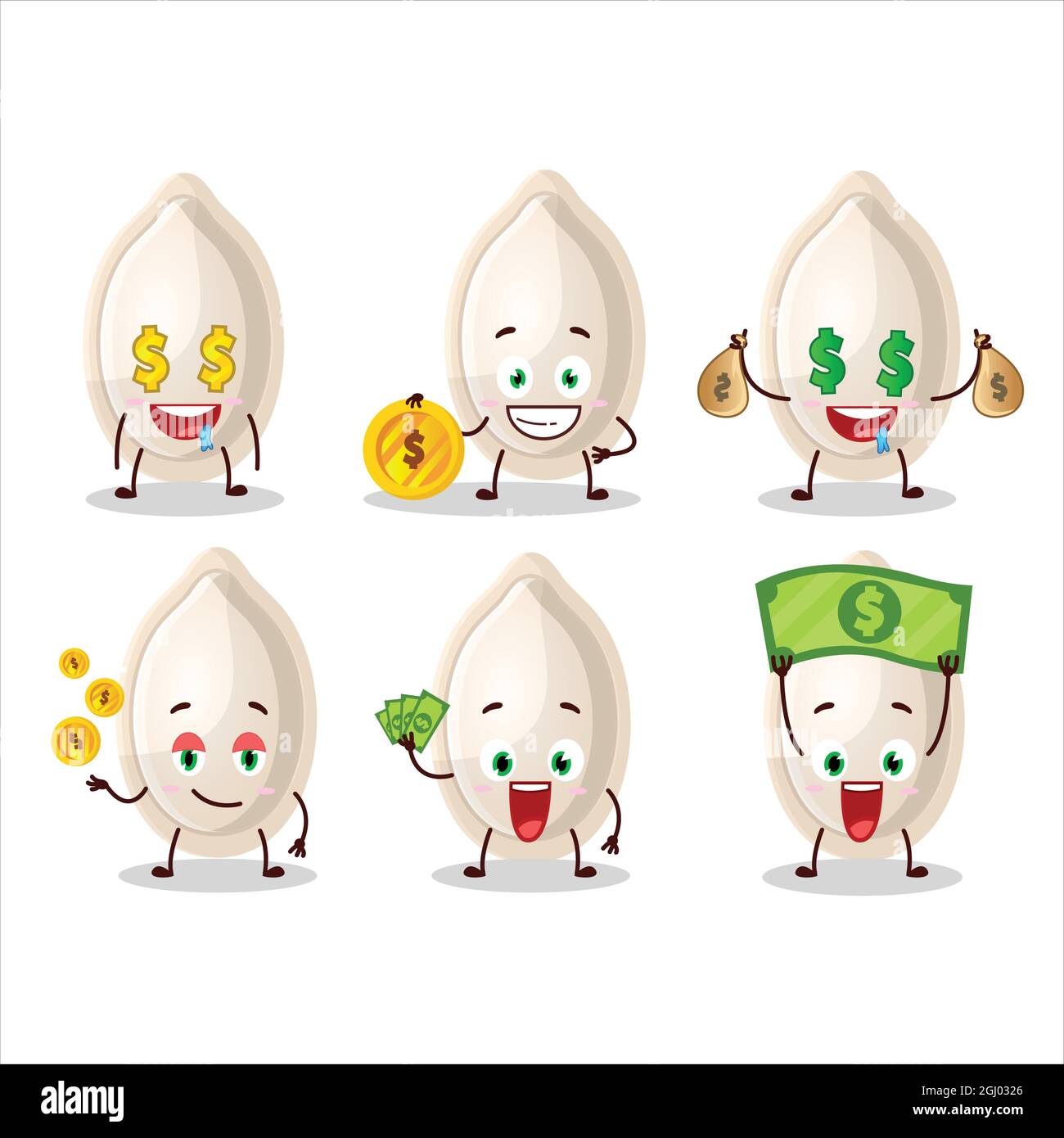 Personnage de dessin animé de graines de citrouille avec émoticône ...