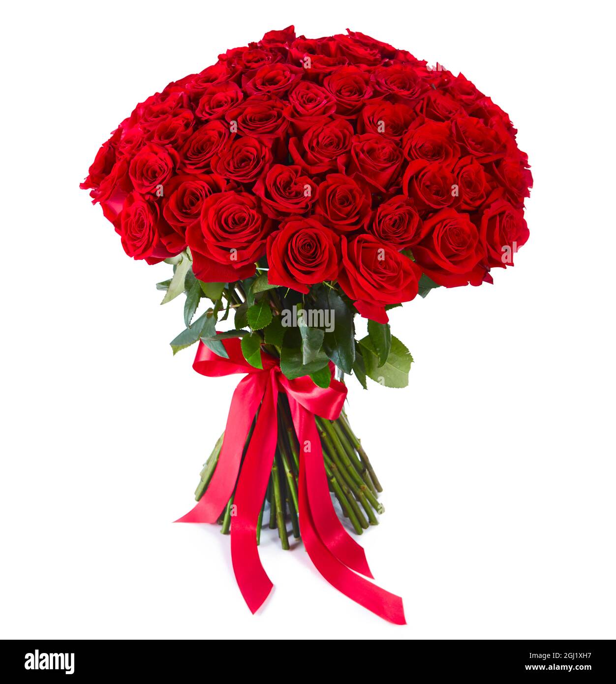 Énorme bouquet de roses rouges isolé sur fond blanc. bouquet de luxe d ...