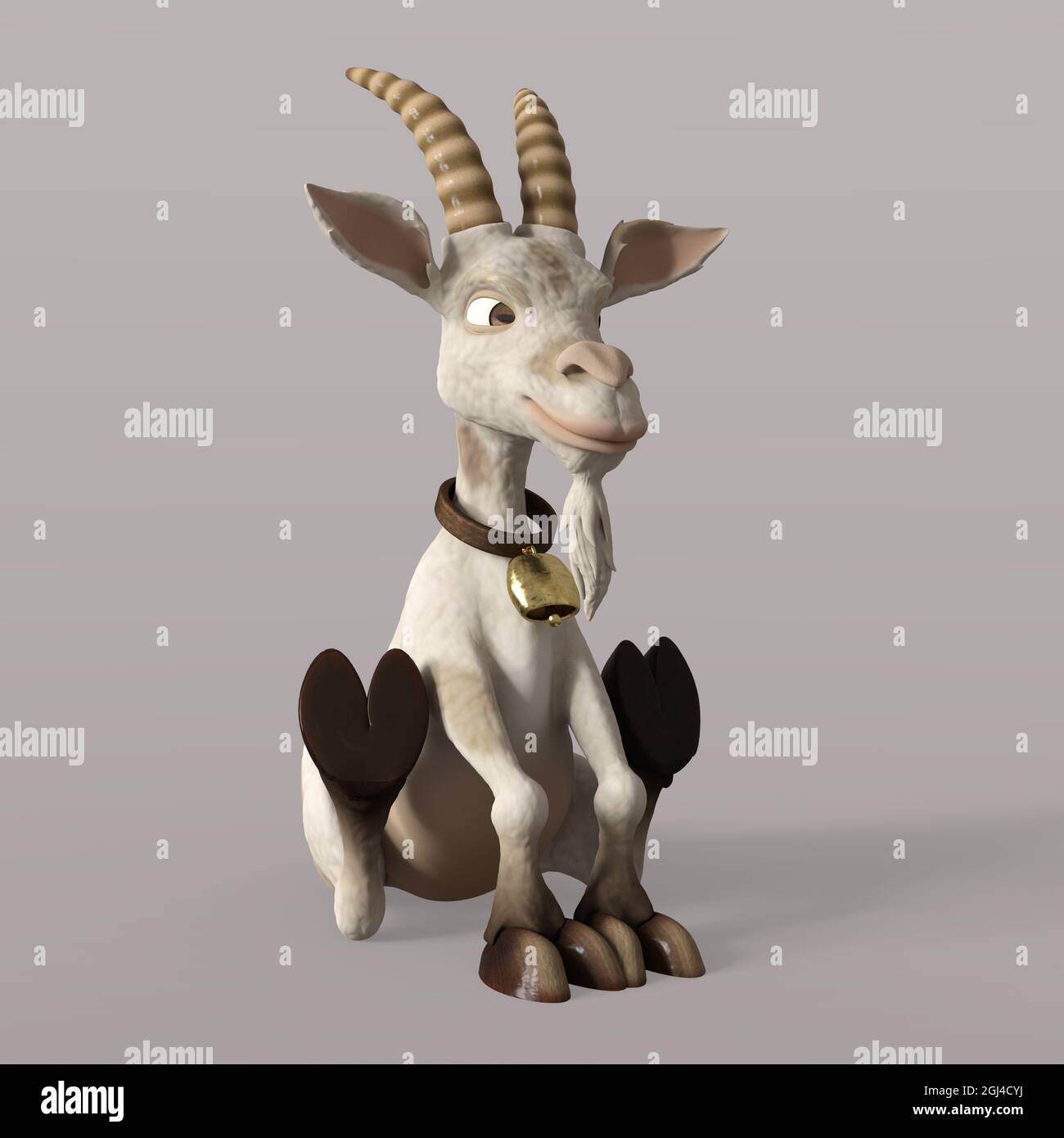 Illustration 3D d'un joli et drôle de dessin animé de chèvre. Objet de ...